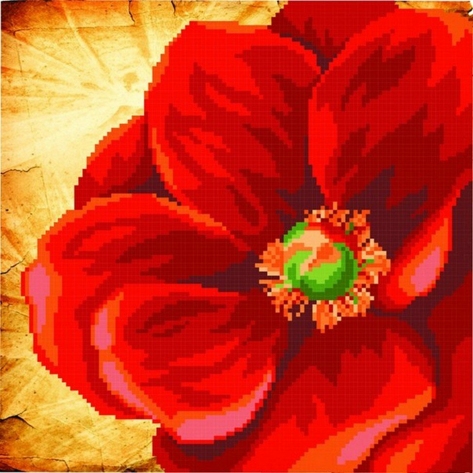 М. П. Студия Г-043 Ткань с рисунком для вышивания бисером, 23 x 23 см (Бисер в комплект не входит.)