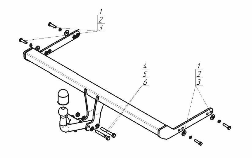 Фаркоп с оцинк. шаром Skoda Rapid 2012-2020, 2020-2022, Volkswagen Polo лифтбек 2020-2022 крепление шара на двух болтах, (без электрики, паспорт и сертификат в комплекте) Motodor.92301-A
