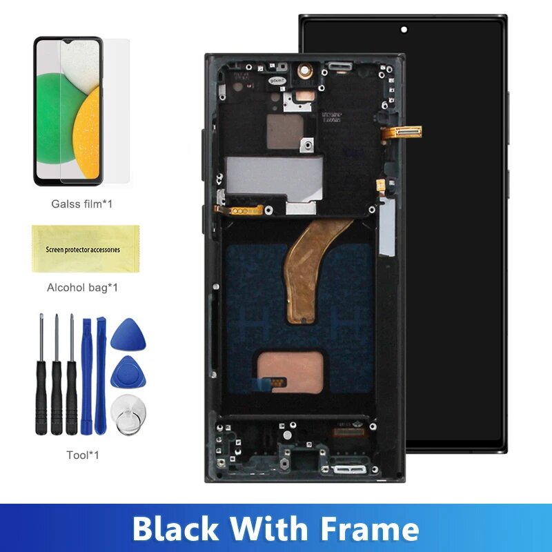 6,67 "S22 Ultra Amoled Дисплей для Samsung Galaxy S22 Ultra ЖК-дисплей S908B TFT US Black Frame
