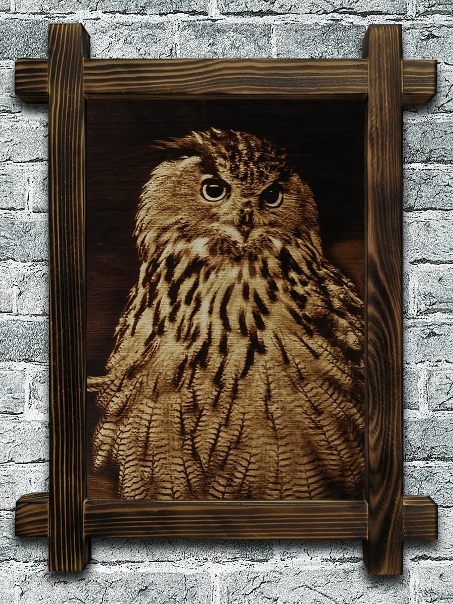 Картина Vilartwood "Сова в ночи" с рамой 39х30 см коричневый 1 шт