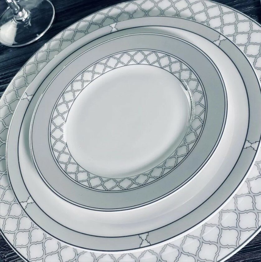 Набор из 6 тарелок 16,5см версаль серебро Костяной фарфор 145-601 118-145-601