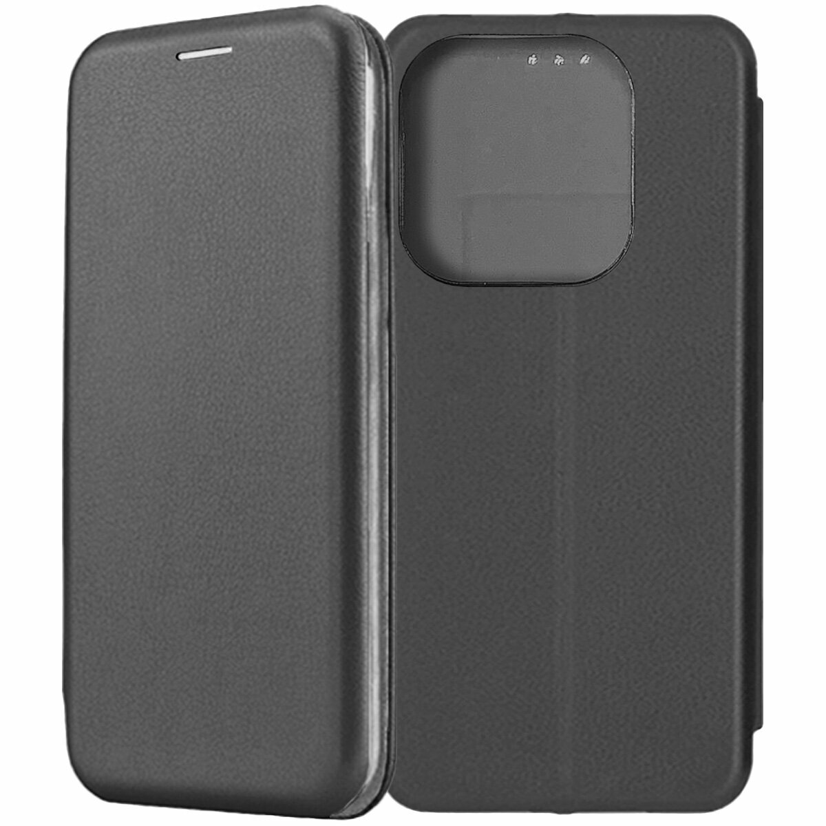 Чехол-книжка для Infinix Smart 8 черный / подставка, отделение для карт