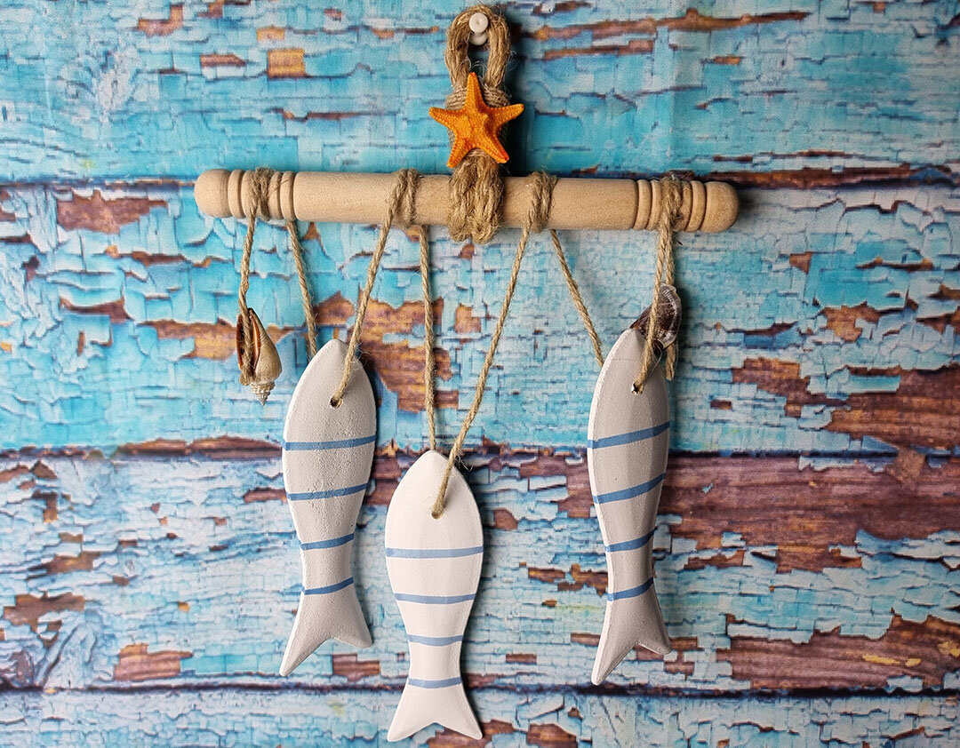 Подвеска Три Рыбки 32х21см Морской декор Wooden Stick