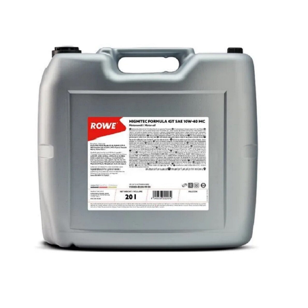Моторное масло синтетическое ROWE Hightec Formula GT SAE 10W-40 HC, 20 литров канистра