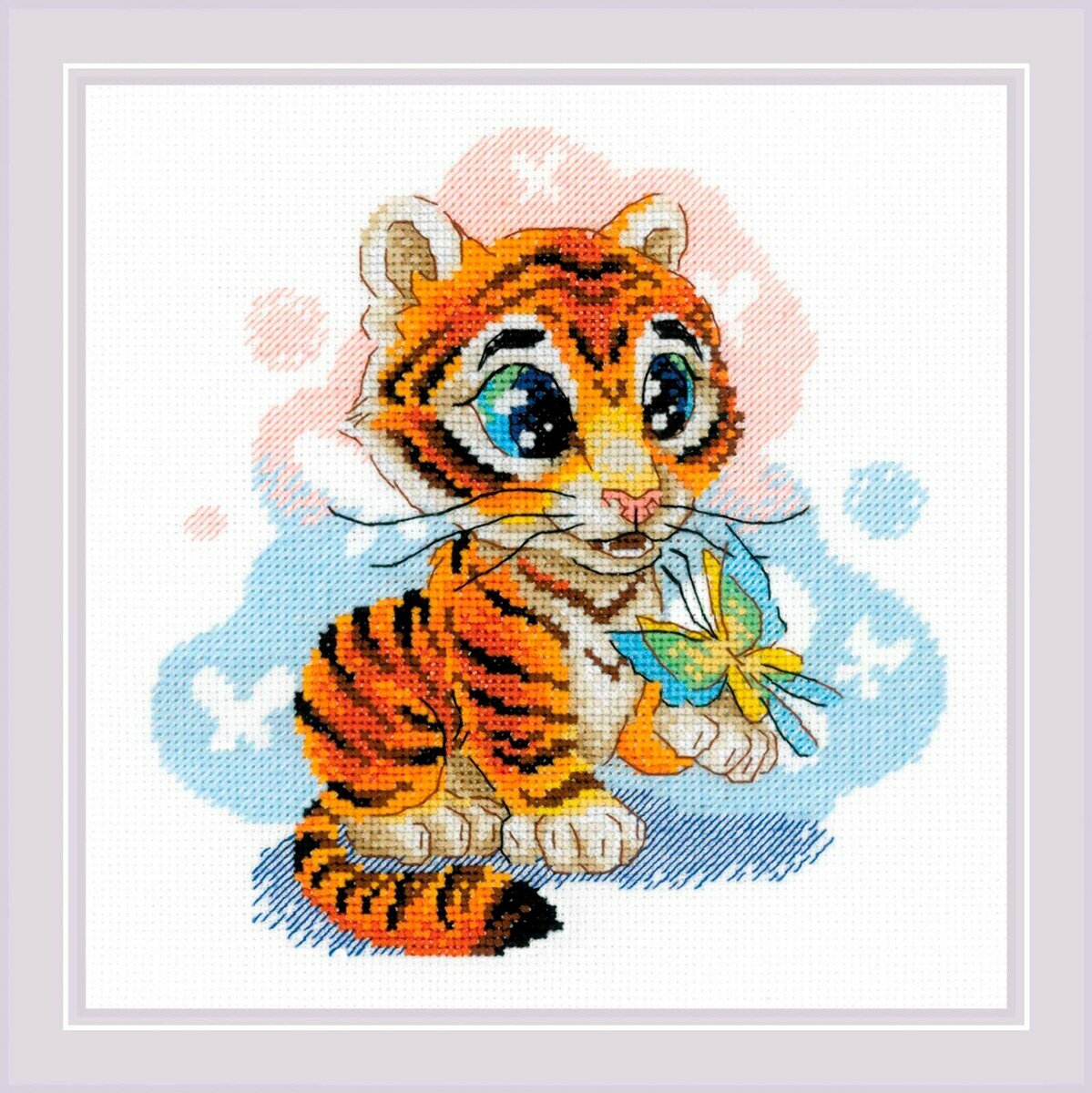 Набор для вышивания RIOLIS "Сотвори Сама", Любопытный тигренок, мулине, канва (1976)