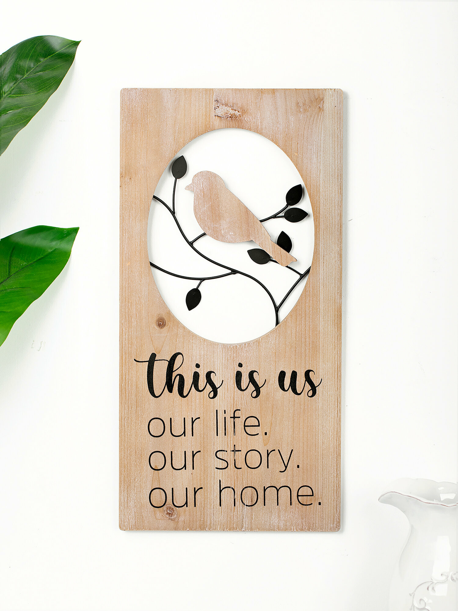 Настенное панно Glasar 39-123 "Птичка", МДФ, металл, 24x2x48 см