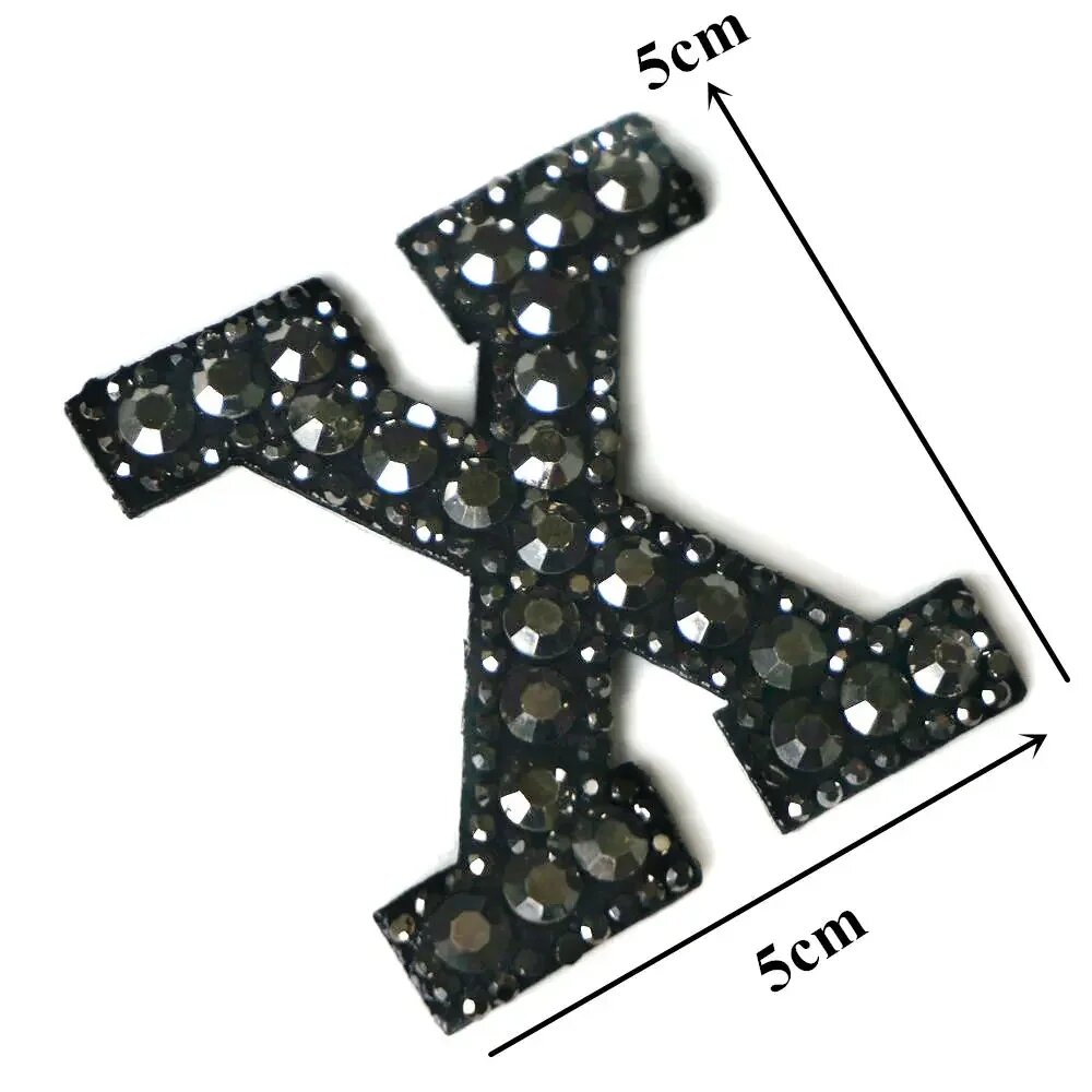 Стразовая нашивка буква X, 5 см, COOLAIKE