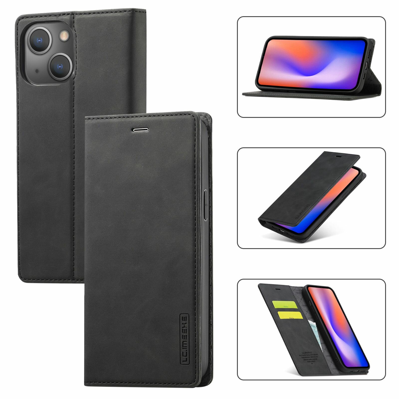 Кожаный чехол-книжка LCIMEEKE / MyPads для Apple iPhone 13 mini (Айфон 13 Мини) с магнитной защитой