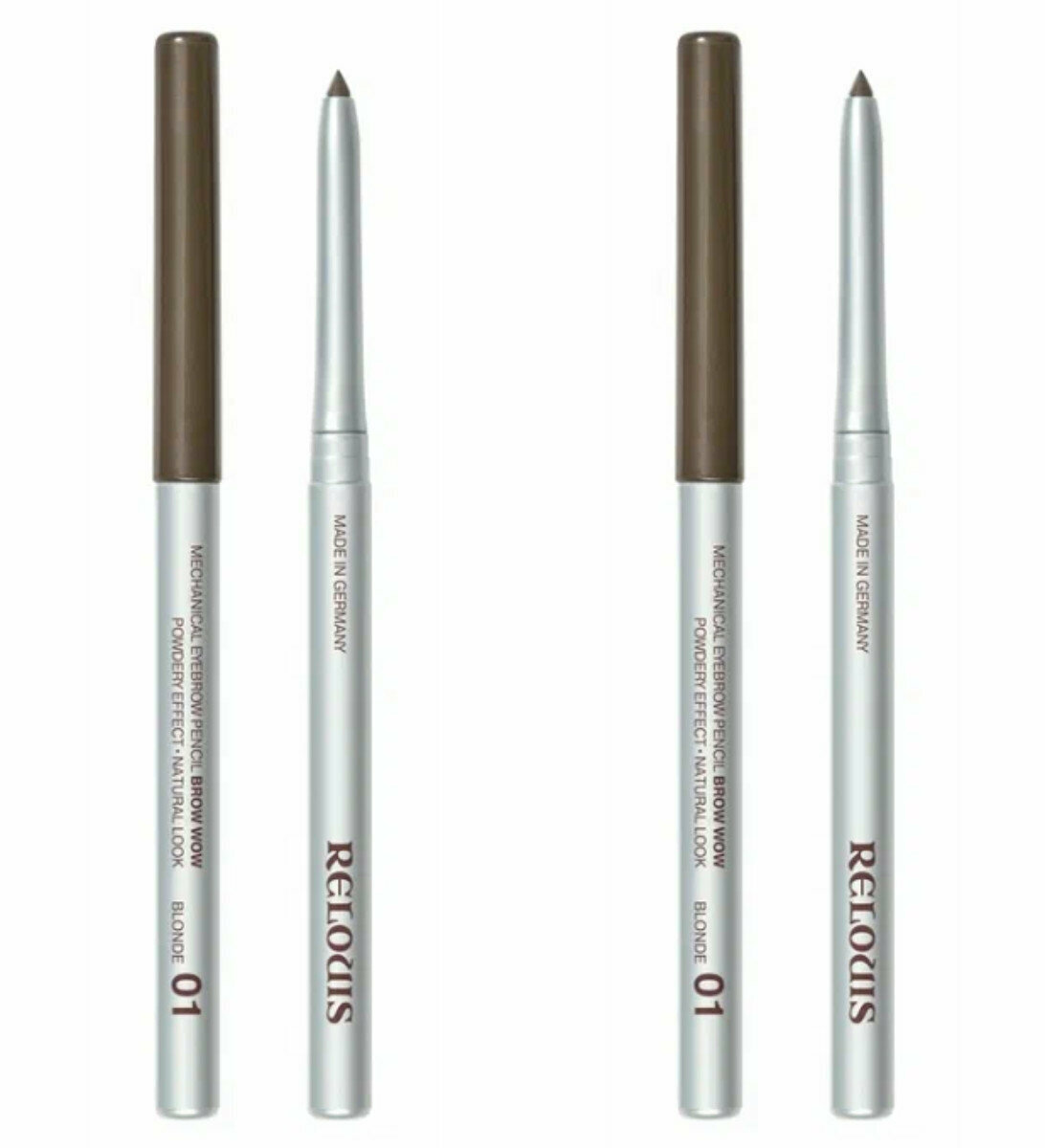 Карандаш для бровей Relouis Brow Wow тон 01 Blonde бежевый, механический, 5 гр, 2 шт.