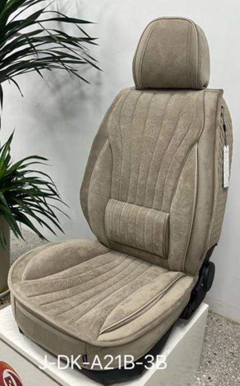 Автонакидки / авточехлы бежевые ортопедические из алькантары универсальные на 5 мест