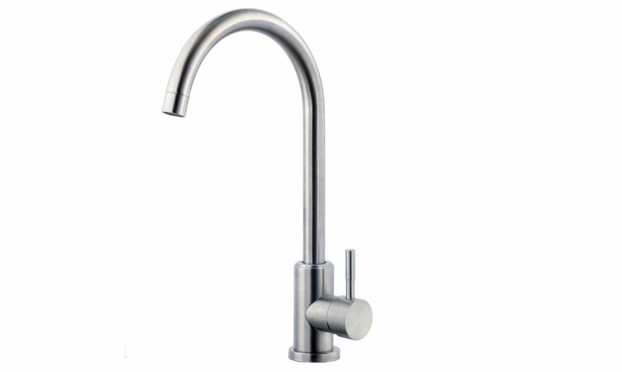 Смеситель для кухни с высоким с-образным изливом, сатин, сталь