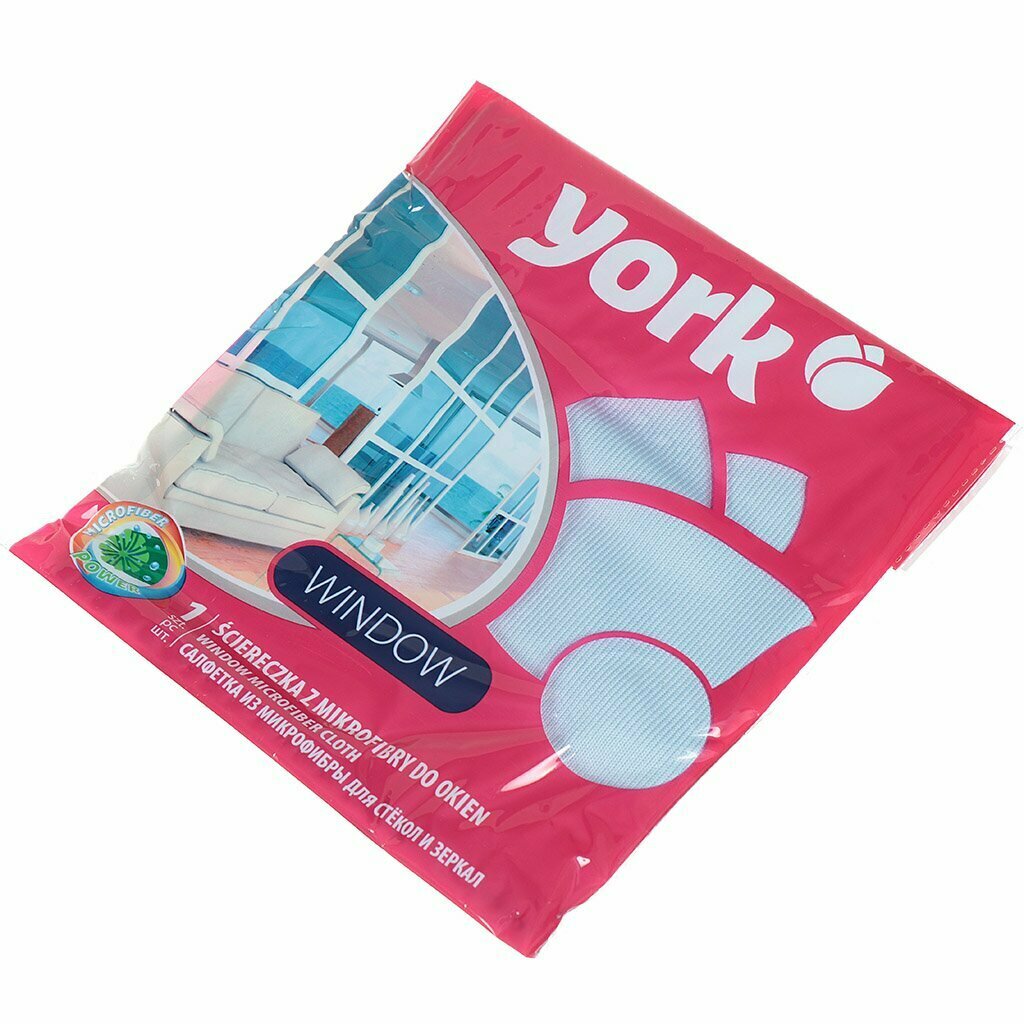 Салфетка для уборки стекла, зеркал 30*30см, микрофибра, 026150 York
