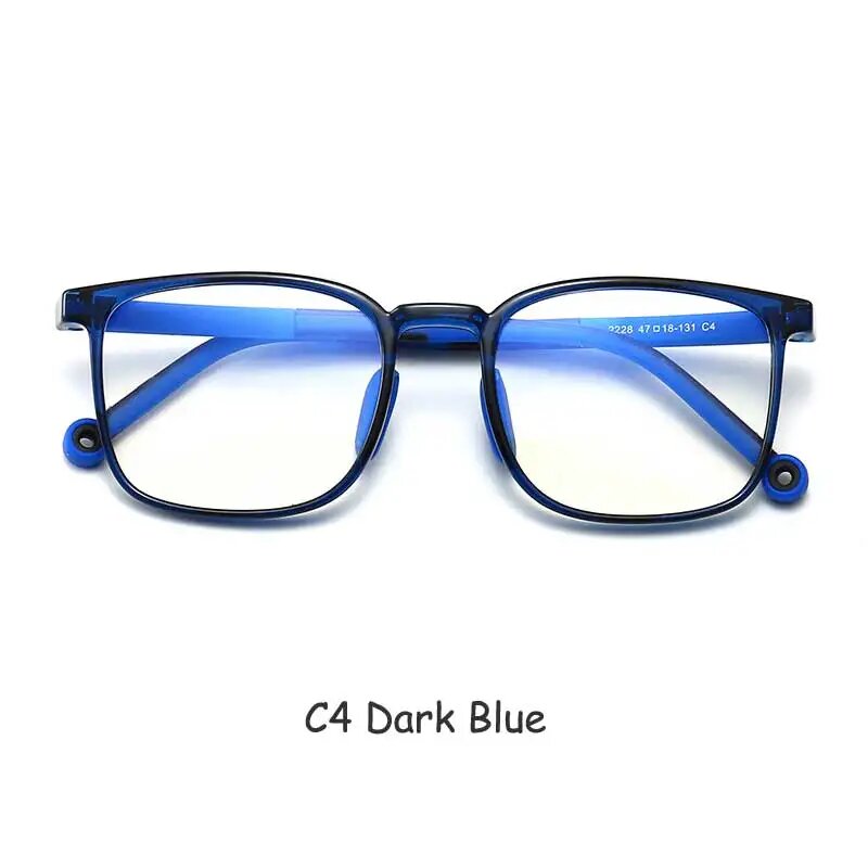 Детские голубые квадратные очки WESHION 4, Темно-синий