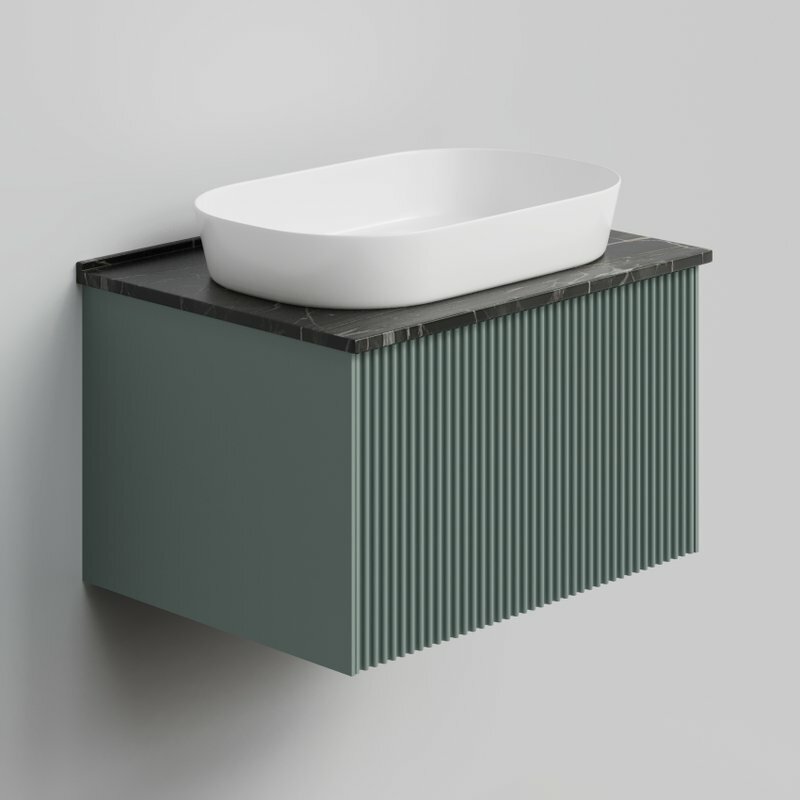 Тумба с раковиной La Fenice Terra 60 подвесная, grigio, столешница черный мрамор, раковина белая матовая