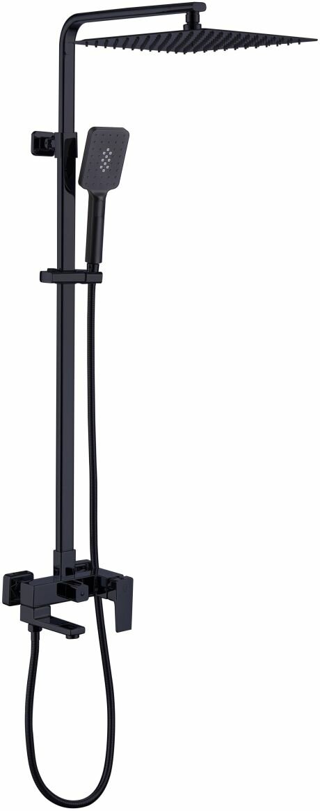 Душевая система Kern 5056 Black с изливом, с стационарной лейкой