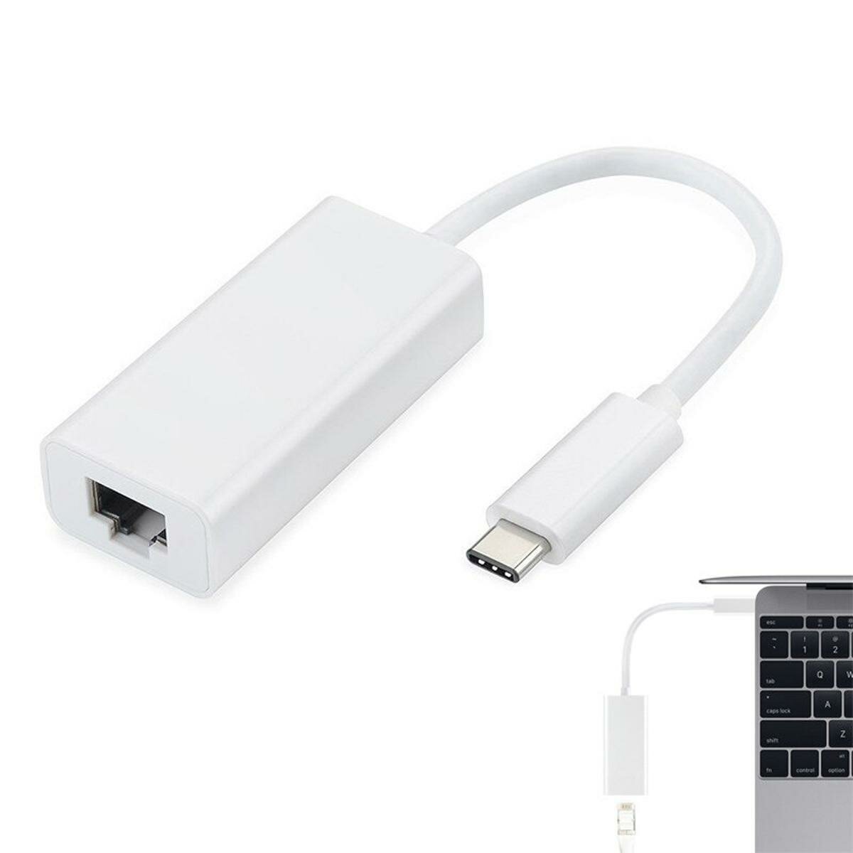 Адаптер интернет-кабеля USB-C/TYPE-C на RJ45 Ethernet LAN для устройств MACBook и TypeC