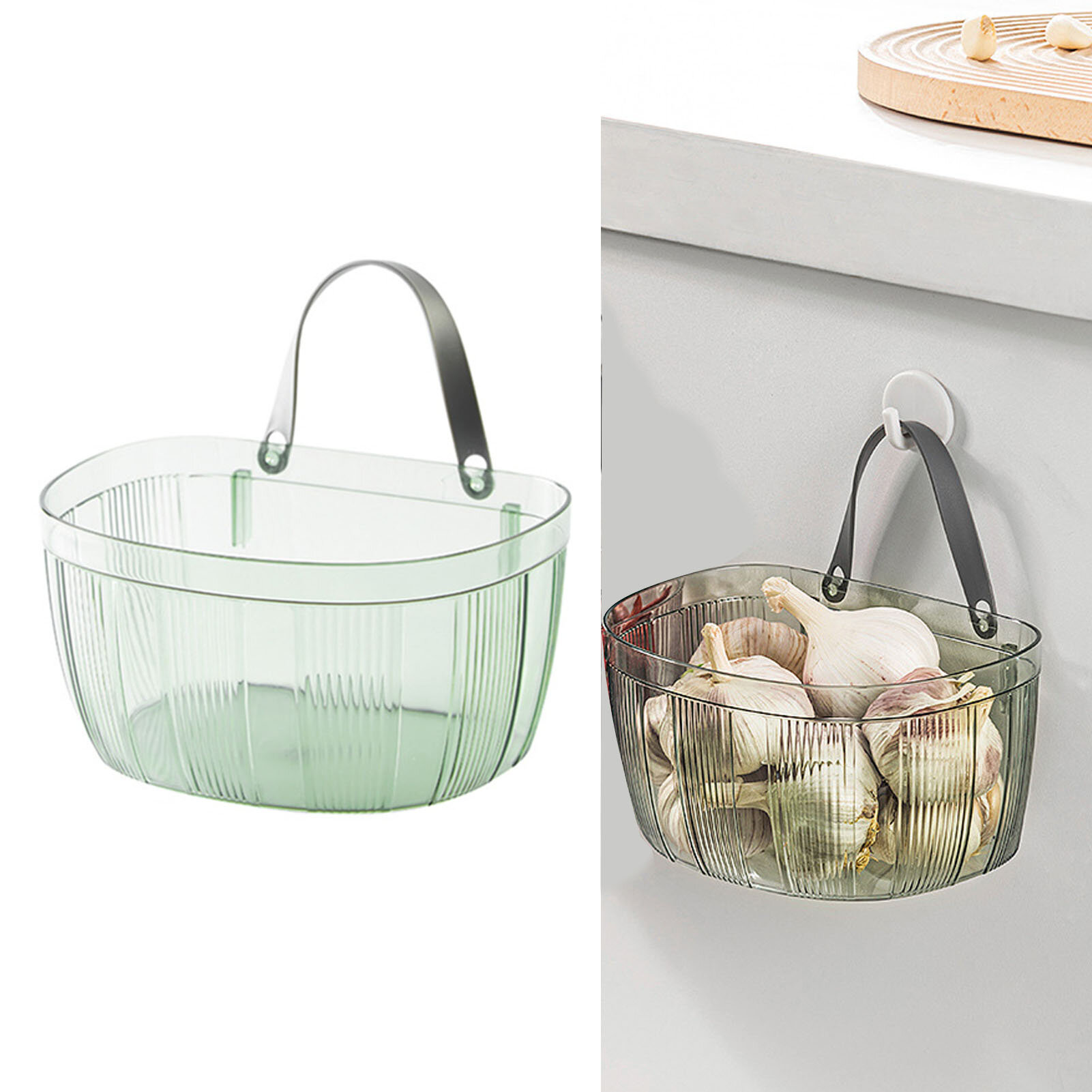 Настенный ящик для чеснока, пластиковая подвесная корзина для имбиря, бесплатный настенный контейнер для хранения лука для кухни
