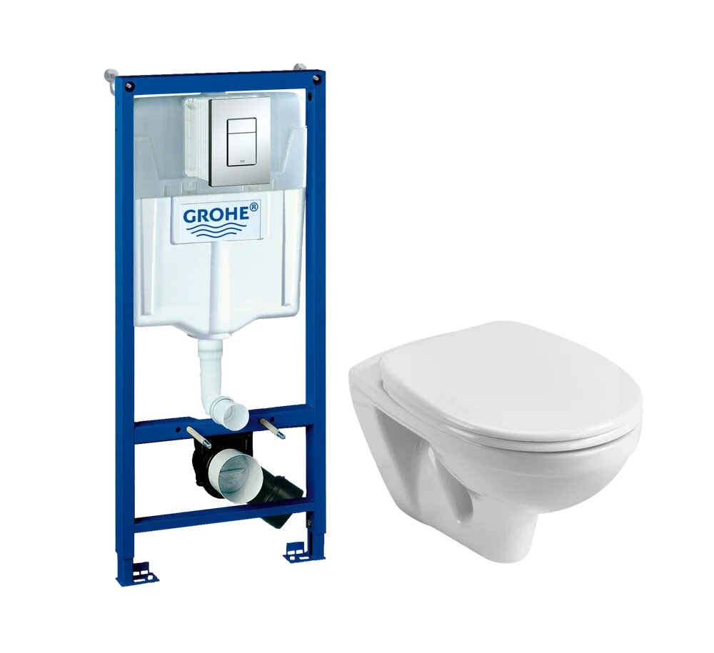 Комплект 2 в 1 Унитаз подвесной Santek Бореаль 1WH301977 / Инсталляция с кнопкой Grohe Rapid SL 38772001 цвет хром