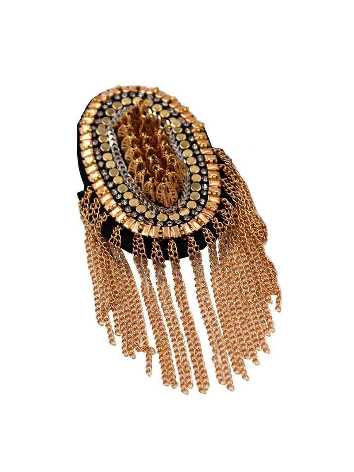 Эполет с кисточками Плечевые украшения Цепь Панк знак, Золото - Золото