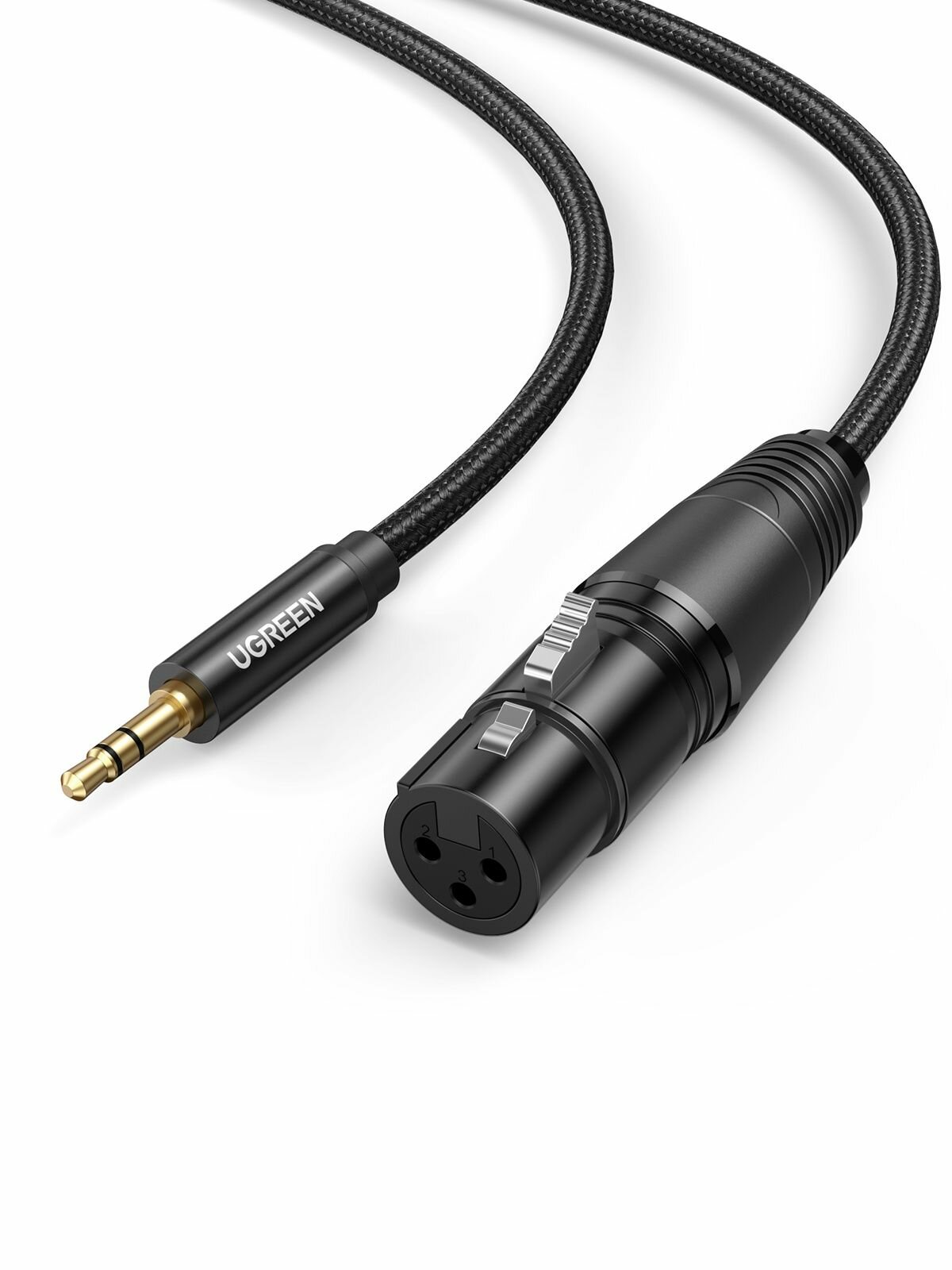 Кабель UGREEN AV182 (20763) 3.5mm Three-Pole Male to XLR Female Audio Cable. Длина: 1м. Цвет: черный