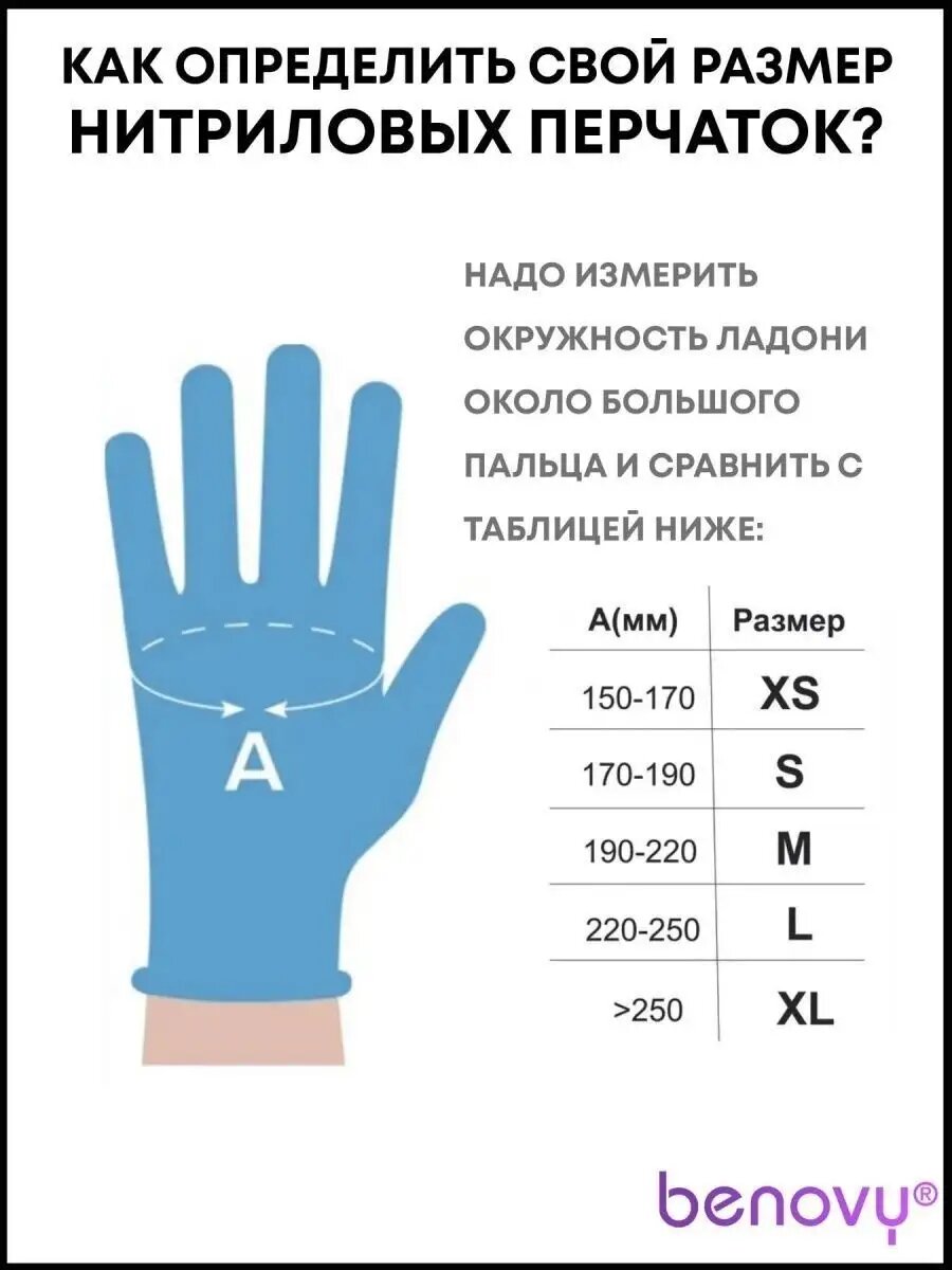 Нитриловые перчатки Benovy S, фиолетовые, не опудренные, для профессионального использования — фото 1
