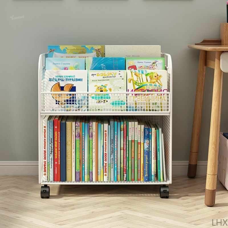 Стеллаж для хранения книг с картинками, стеллаж для детского чтения, съемная полка под столом на колесиках, книжная полка, 50х30х60 см