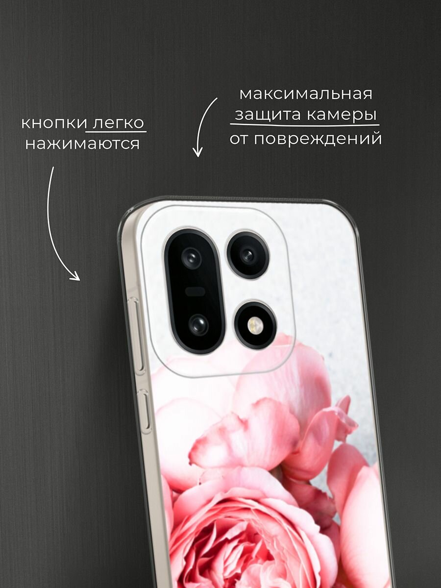Силиконовый чехол на OnePlus 15 / Ван Плас 15 с принтом Пионы на белом — фото 1