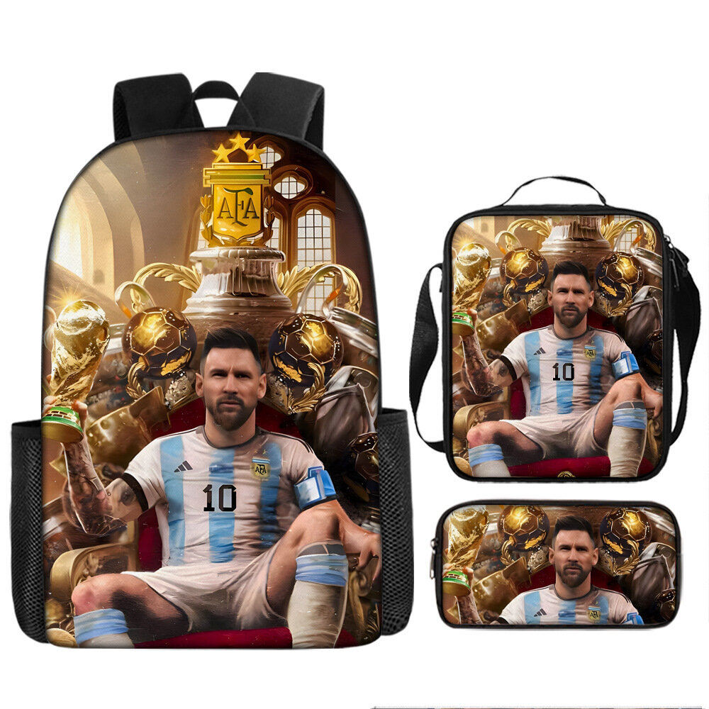 Футбольный чемпионат мира по футболу, периферийный студенческий школьный рюкзак, школьный рюкзак Месси, большой вместительный рюкзак из полиэстера, снижающий нагрузку, и набор ранцев