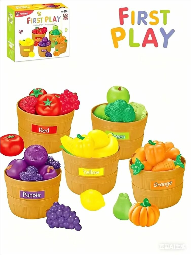 Развивающий сортер Овощи и фрукты для детей от 8 месяцев до 8 лет Развитие моторики воображения и цветов