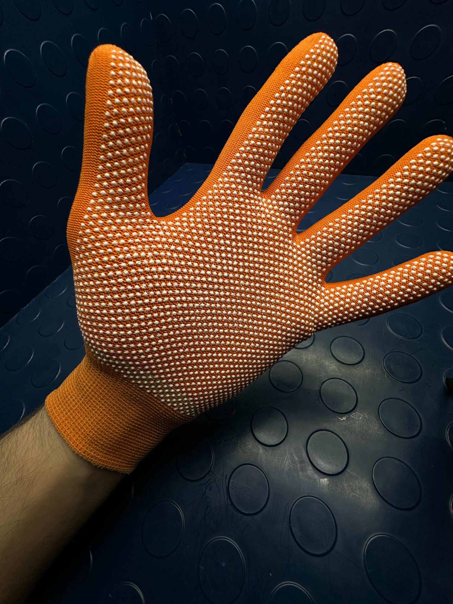 Чёткие перчатки M, нейлон, ПВХ, текстиль, рифленая поверхность, оранжевые, 2 пары