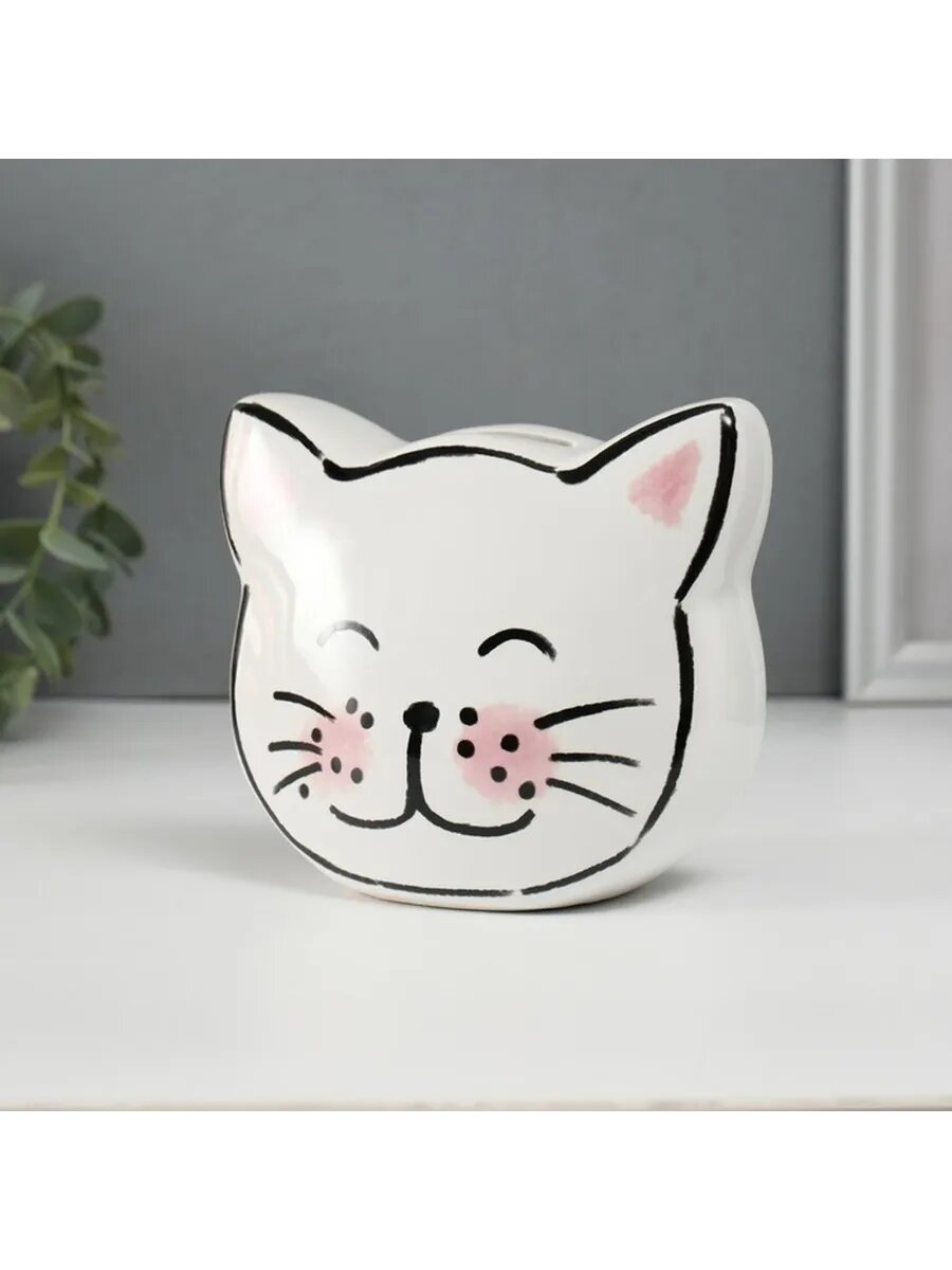 Очаровательная керамическая копилка в виде кошки