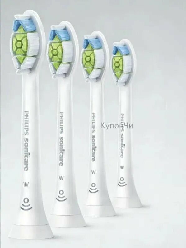 Preferred Насадки для зубной щетки Philips Sonicare W2 Optimal White HX6064/10 для осветления зубной эмали, 4 шт, белый