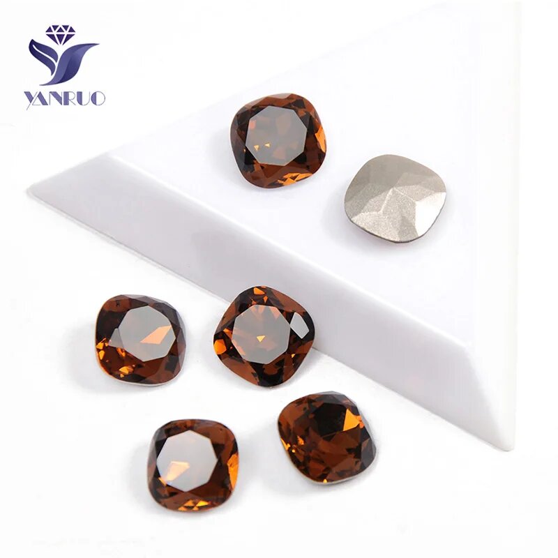 Стразы YANRUO 8mm Smoked Topaz с серебряной оправой, 21шт