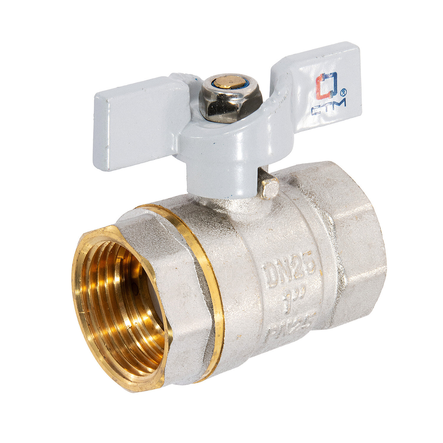 Кран шаровый СТМ Муфта-муфта, ручка бабочка, латунный корпус, диаметр 1 дюйм CWFFB001