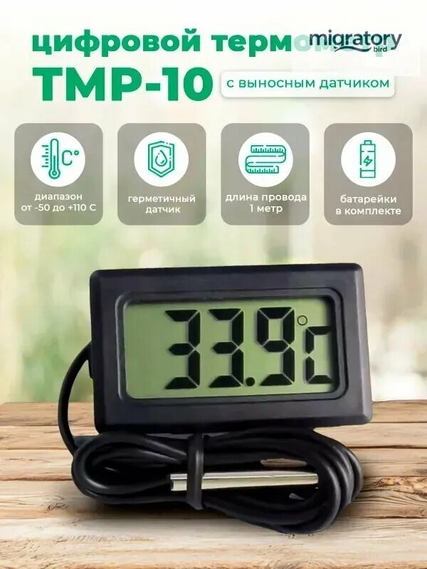TMP-10. Термометр уличный с выносным датчиком температуры. Для бани, улицы, жидкостей, почвы