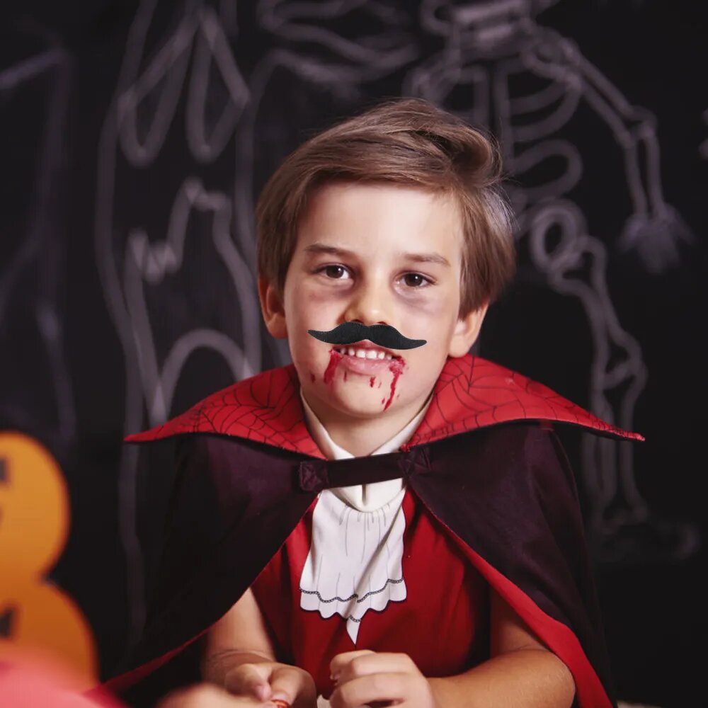 Коллекция из 25 черных реалистичных усов из химического волокна для костюмированных мероприятий