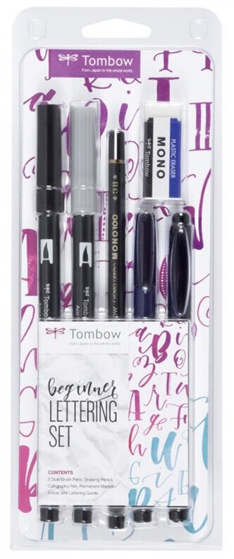 Tombow Lettering Set Beginner LS-BEGакварельные маркеры, карандаш и ластик для начинающих