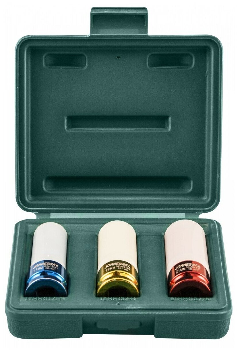 Комплект ударных глубоких торцевых головок 1/2" 3 предмета Jonnesway S03AD4303S