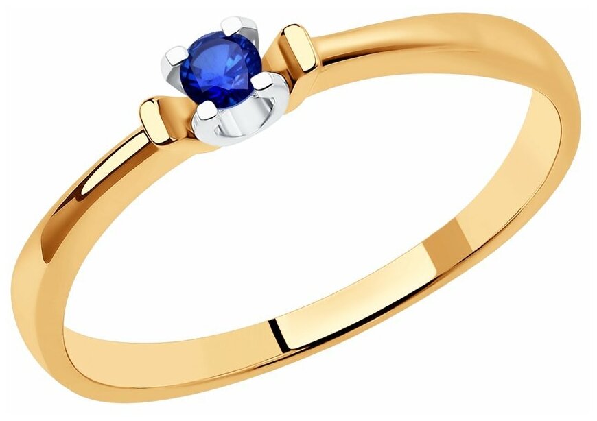 Кольцо, комбинированное золото, 585 проба, сапфир