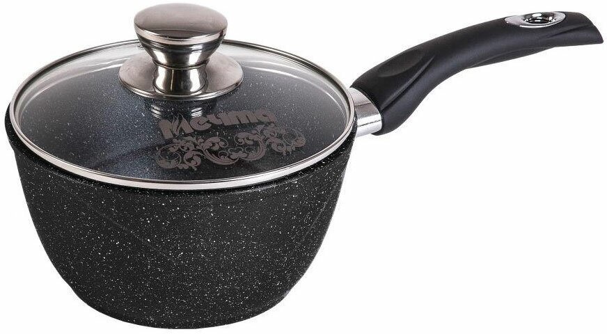 Ковш Мечта Гранит Black 1,7л со стеклянной крышкой, арт. 82802