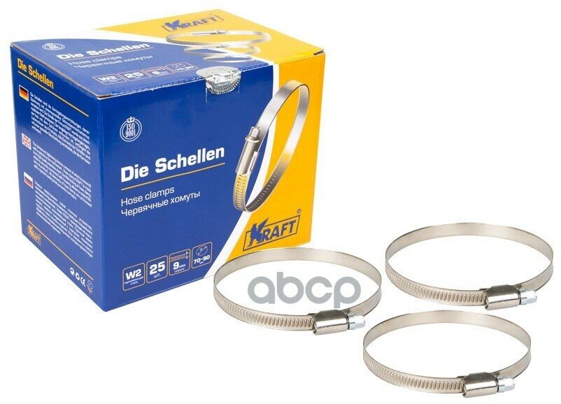 Хомут 70-90 мм (нержавеющая сталь) KRAFT КТ 880411 Kraft арт. KT880411