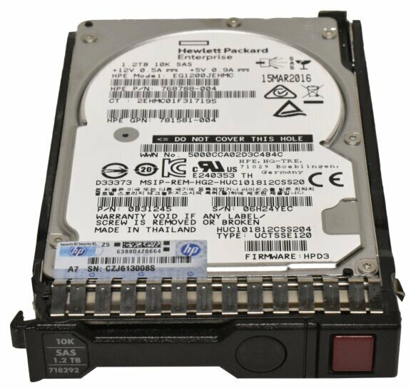 Жесткий диск HP 1.2TB 12G 10K SAS 2.5" SFF SC 873012-B21