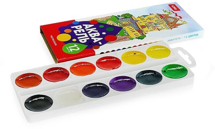 Акварель LORI 12 цветов, без кисти (Ал-002)