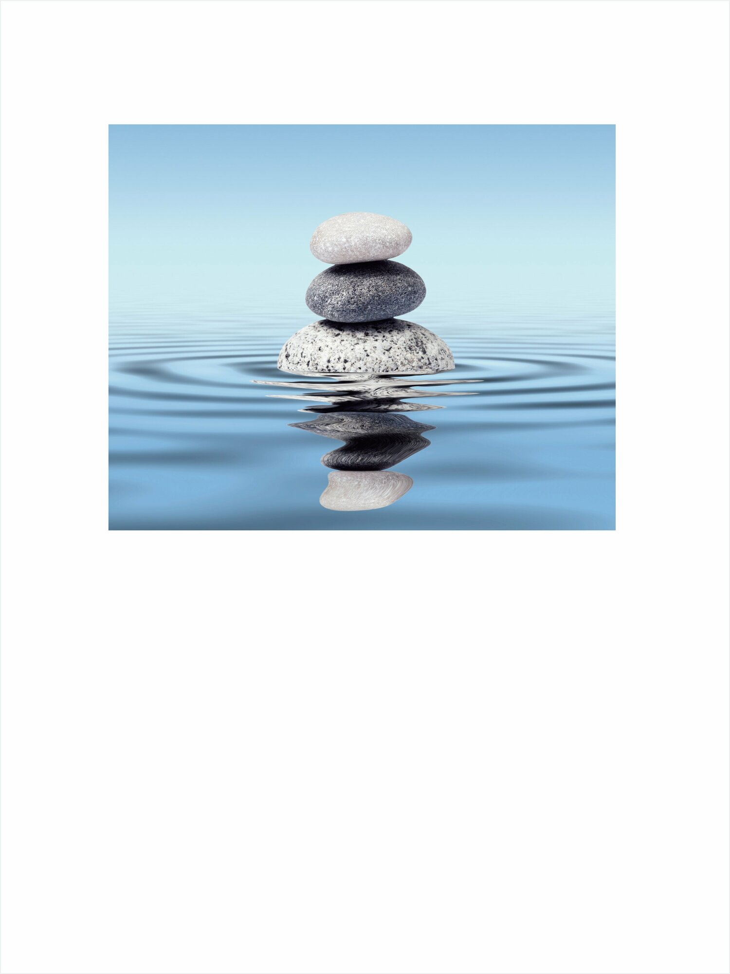 Картина для интерьера на стену минимализм. Серые камушки в воде 60х70 см на холсте на подрамнике
