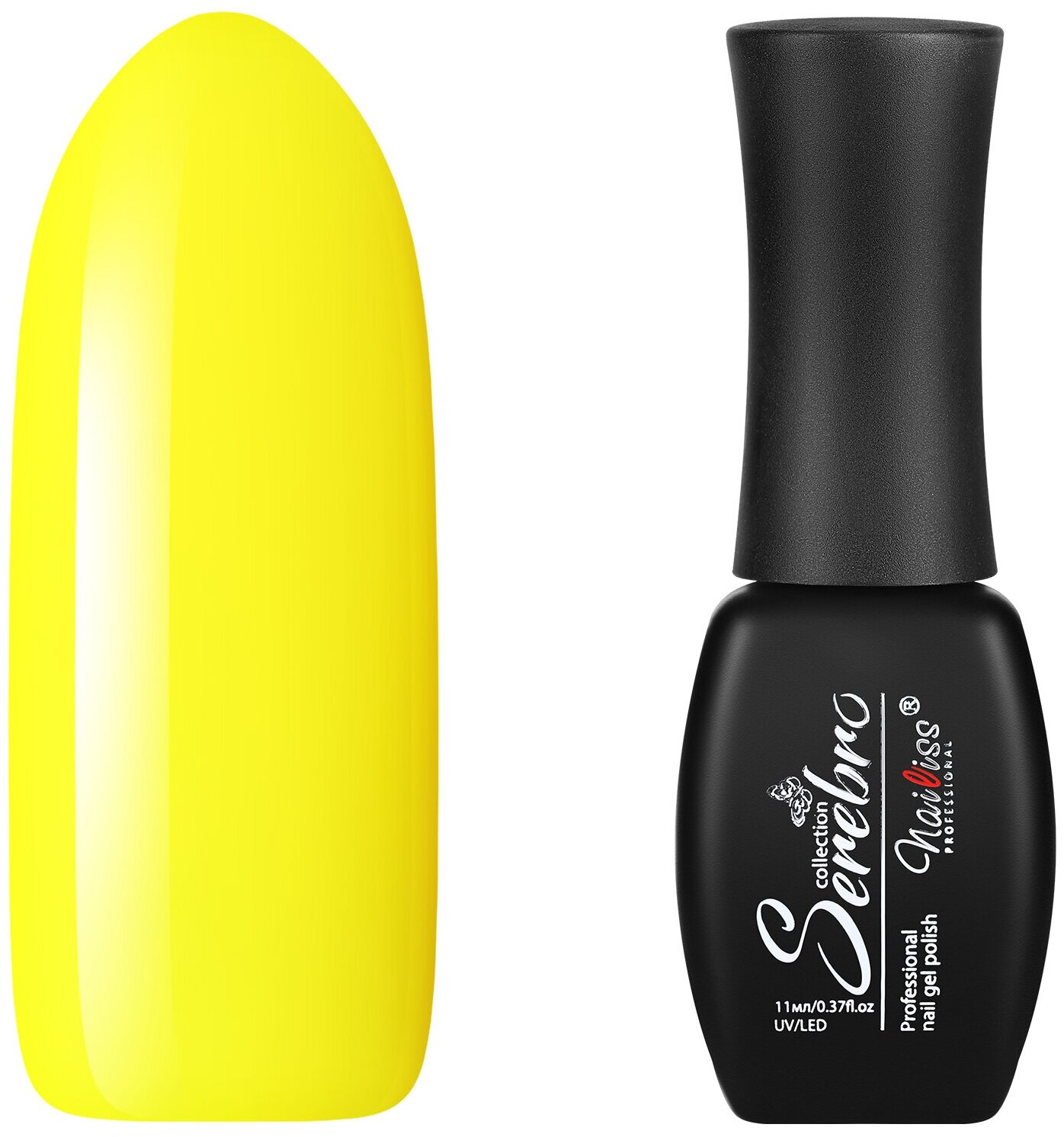 Гель-лак для ногтей Serebro цветной плотный насыщенный гипоаллергенный яркий желтый, 11 мл