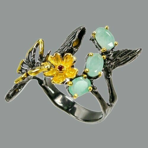 Кольцо помолвочное Серебряная лилия, серебро, 925 проба, гранат