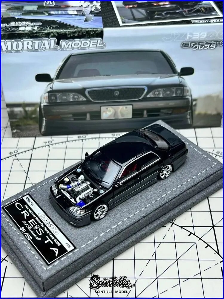 Эксклюзивная коллекционная модель Toyota Cresta Xpo 2025 в масштабе 1/64 от Mortal Model, черный сплав, для подарка