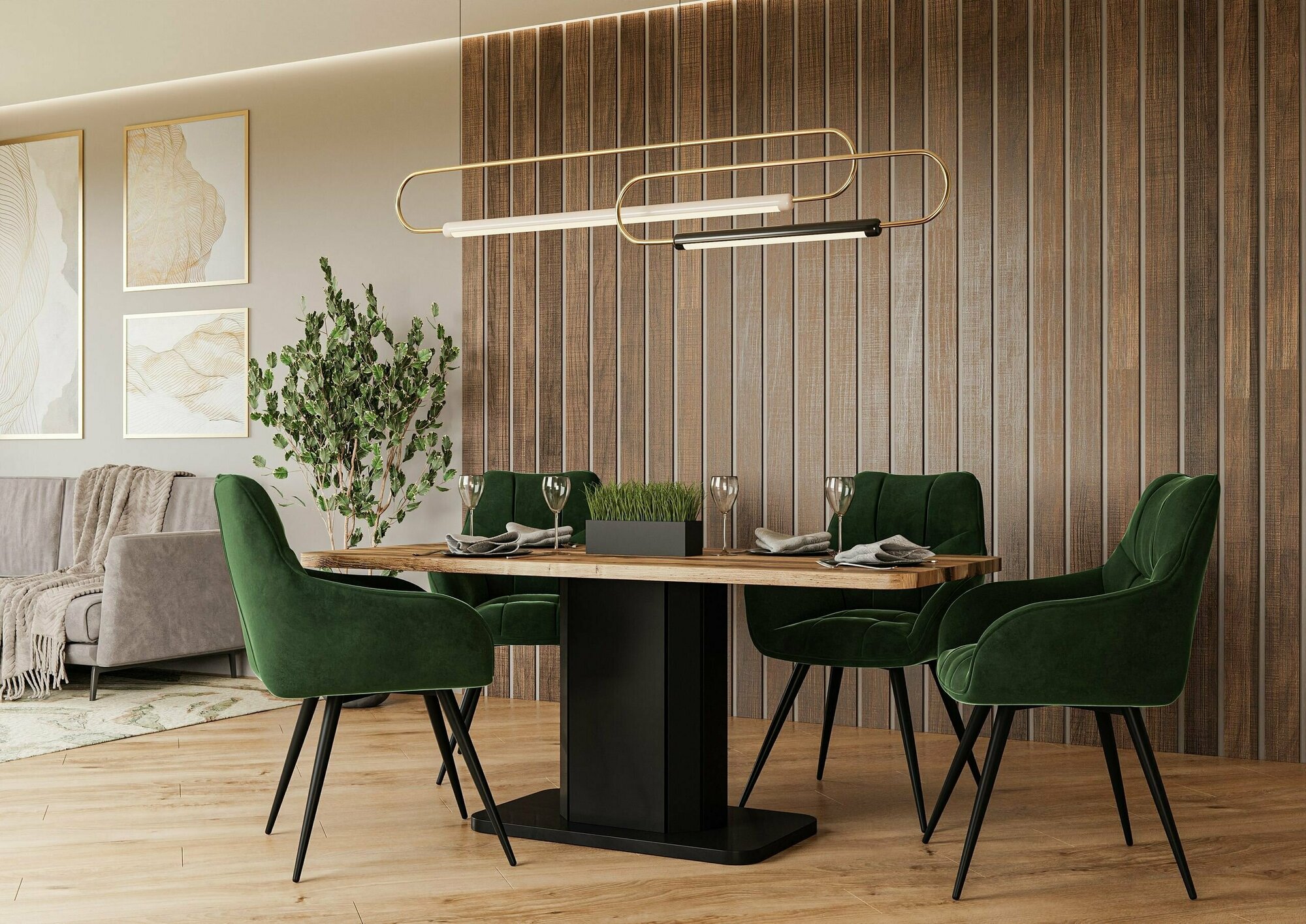 Комплект стульев обеденных мягких Adams темно-зеленый велюр / черная опора, 2 шт