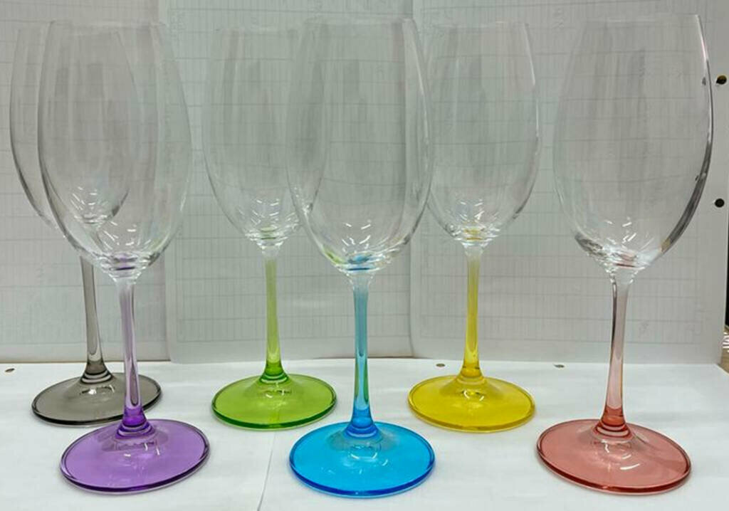 Бокал для красного вина "MILVUS", "Color mix цветные ножки", 510 мл (набор 6шт)