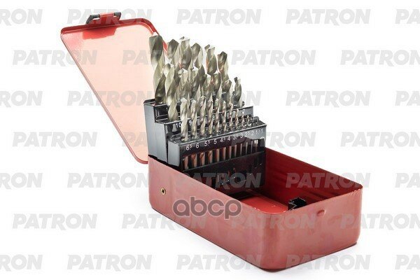 Набор сверл по металлу 25 пр. HSS-R, спиральные 1-13 мм PATRON арт. P-924U25
